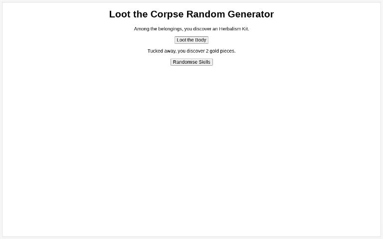 Loot the Corpse Random Generator