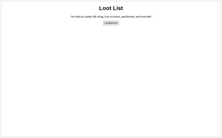 Loot List ― Perchance Generator
