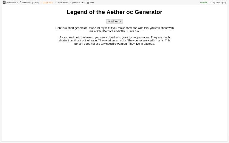 Legend of the Aether oc Generator