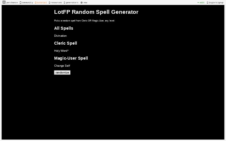 LotFP Random Spell Generator