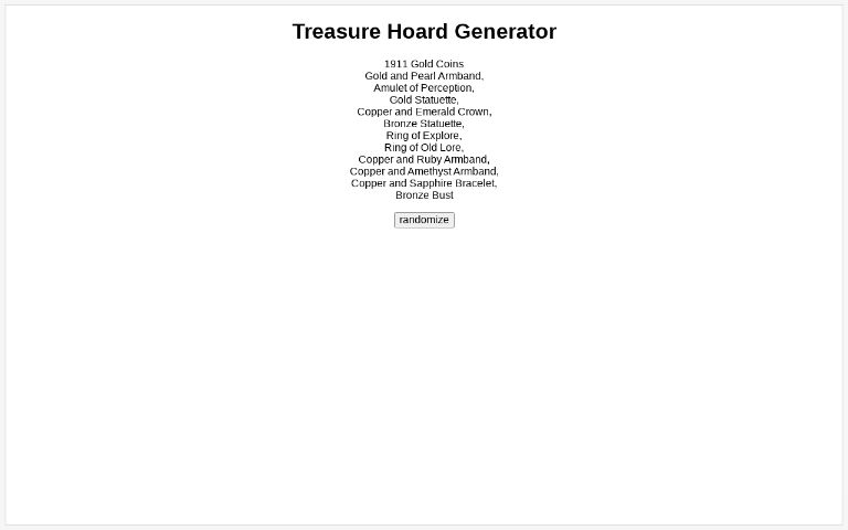 Treasure Hoard Generator