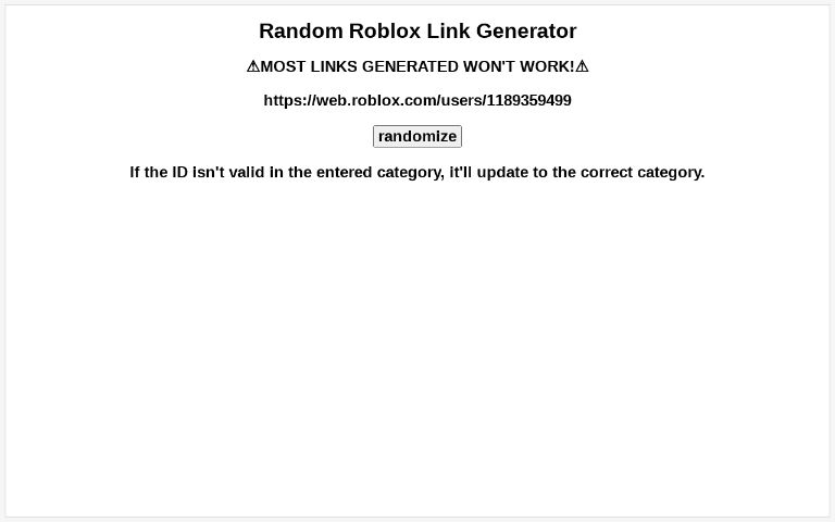 Random Roblox Link Generator
