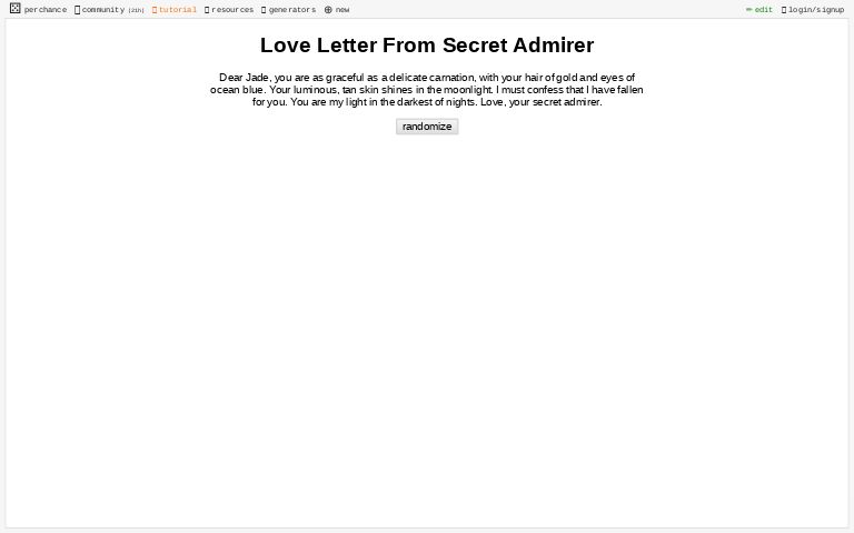Love Letter From Secret Admirer ― Perchance Generator