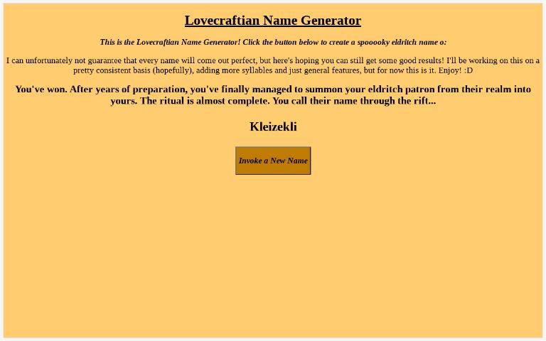 Lovecraftian Name Generator