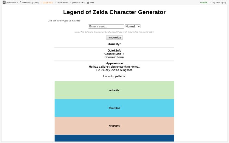 Legend of Zelda Character Generator