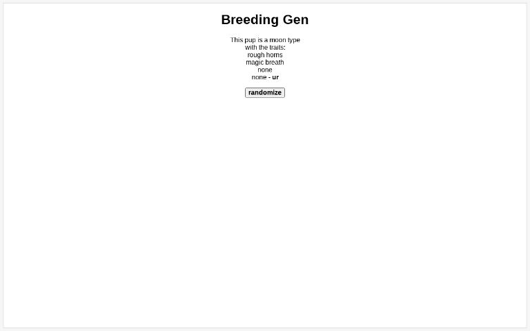 Breeding Gen ― Perchance Generator