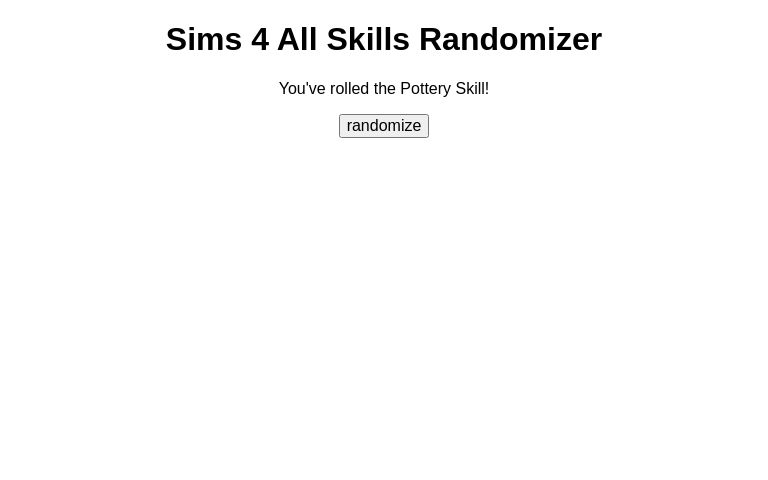Sims 4 All Skills Randomizer ― Perchance Generator