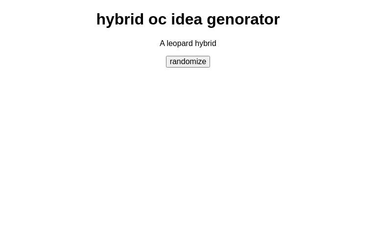 hybrid oc idea genorator ― Perchance Generator