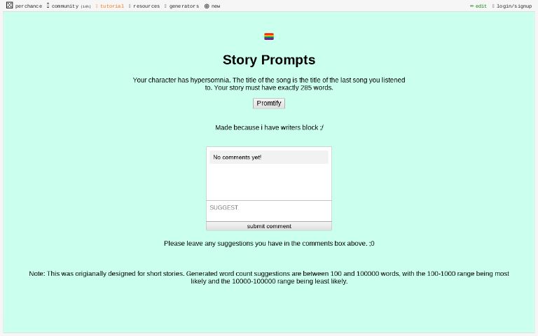 Story Prompts ― Perchance Generator