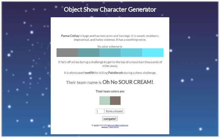 Object Show Character Generator