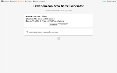 Hexanomicon Area Name Generator