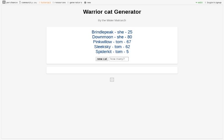 Warrior cat Generator