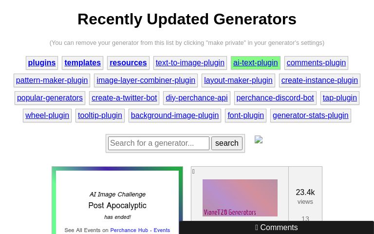 Recently Updated Generators