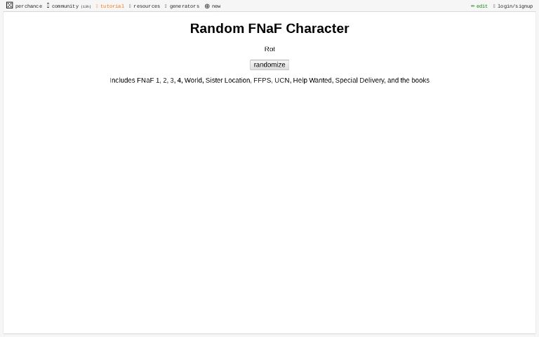 Random FNaF Character ― Perchance Generator