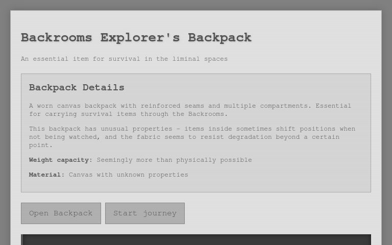 Backrooms Explorer's Backpack ― Perchance Generator