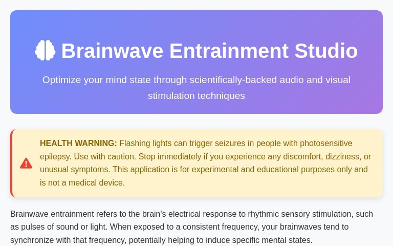 Brainwave Entrainment Studio ― Perchance Generator