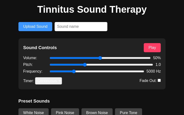 Tinnitus Sound Therapy ― Perchance Generator