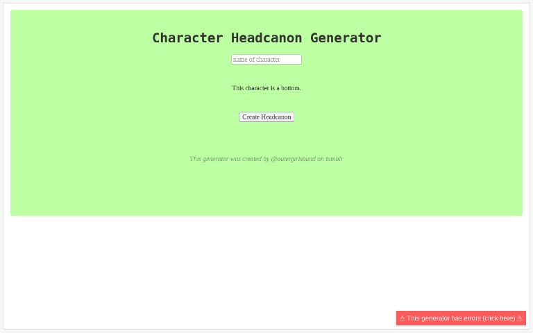 Character Headcanon Generator