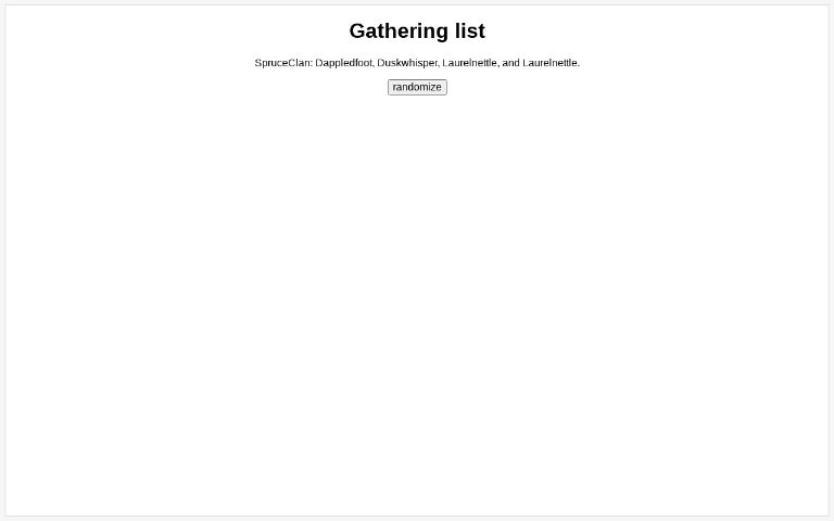 Gathering list ― Perchance Generator