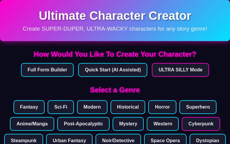 Ultimate Character Creator ― Perchance Generator