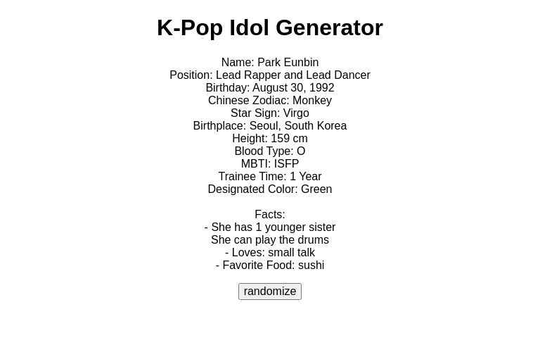K-Pop Idol Generator