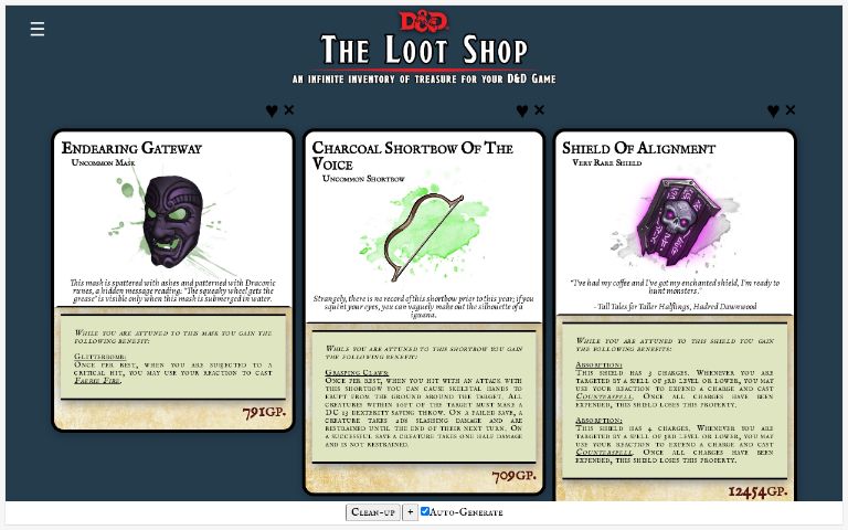 The Loot Shop ― Perchance Generator