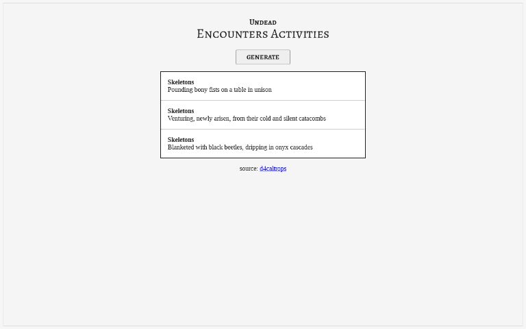 Encounters Activities ― Perchance Generator