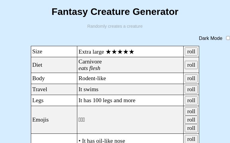 Fantasy Creature Generator