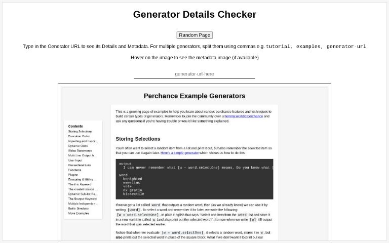 Generator Details Checker