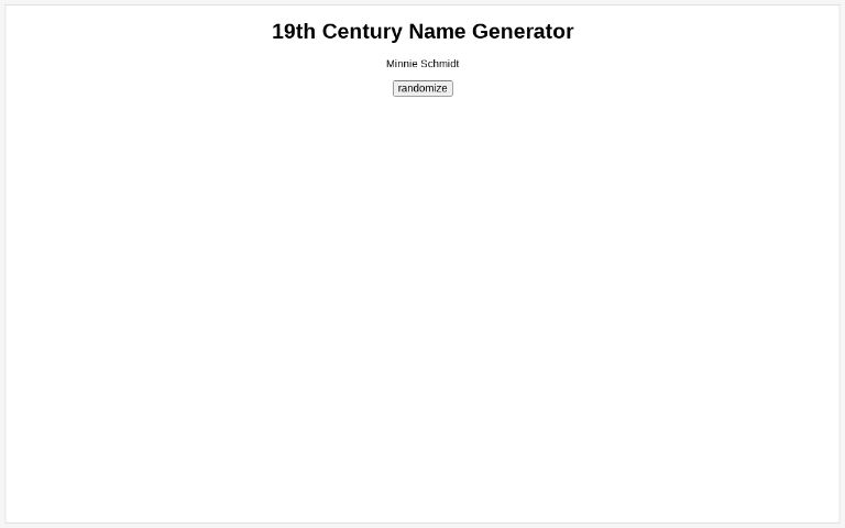 19th Century Name Generator