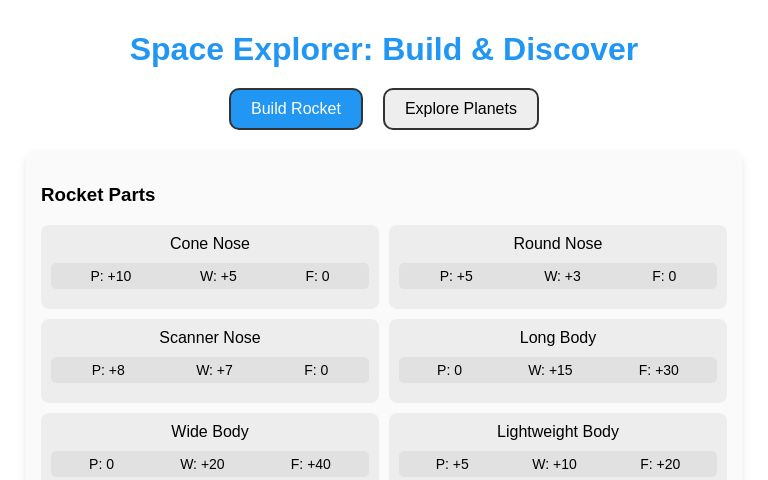 Space Explorer: Build & Discover ― Perchance Generator