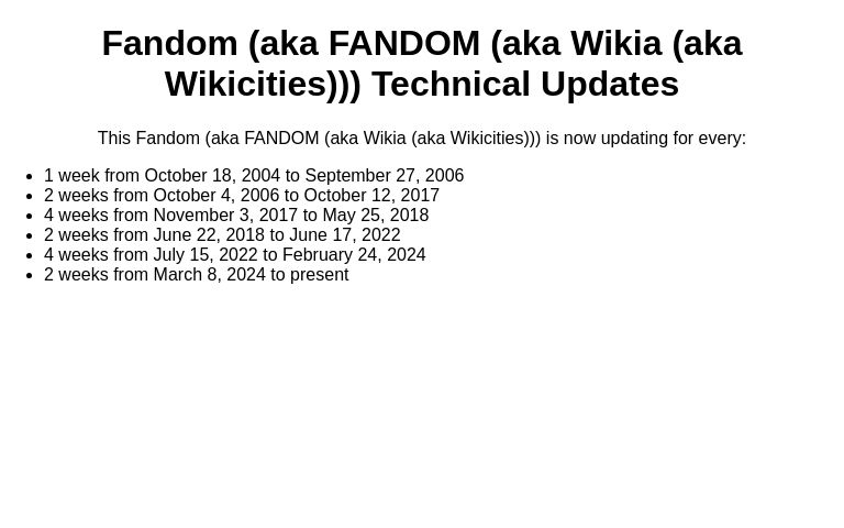 Fandom (aka FANDOM (aka Wikia (aka Wikicities))) Technical Updates ...