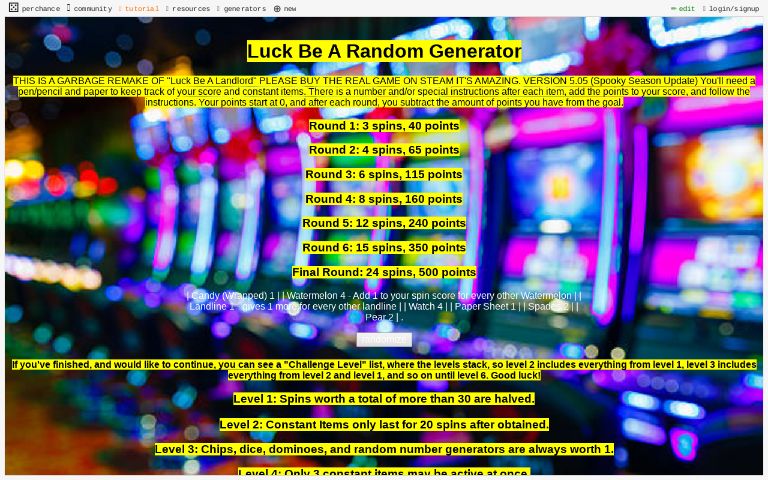 Luck Be A Random Generator