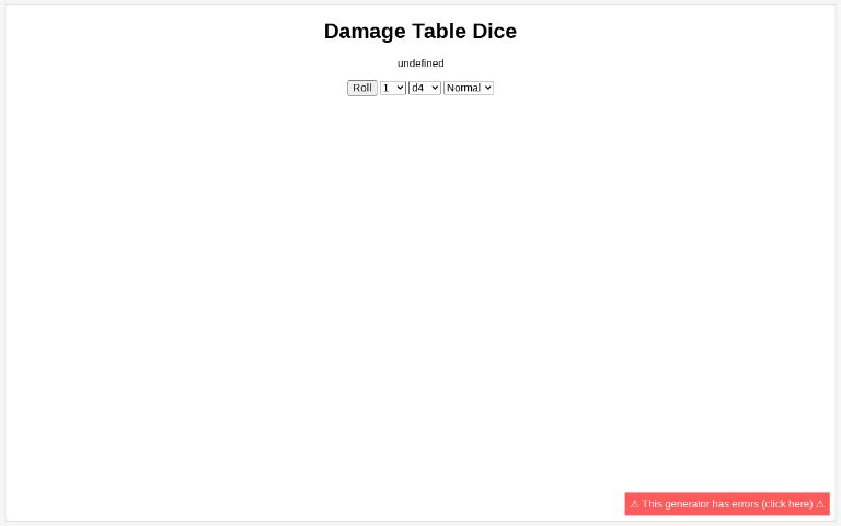 Damage Table Dice ― Perchance Generator