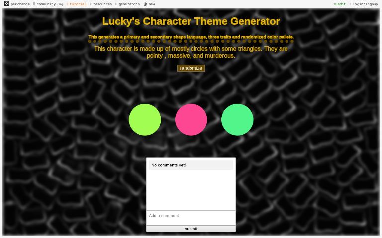 Lucky's Character Theme Generator
