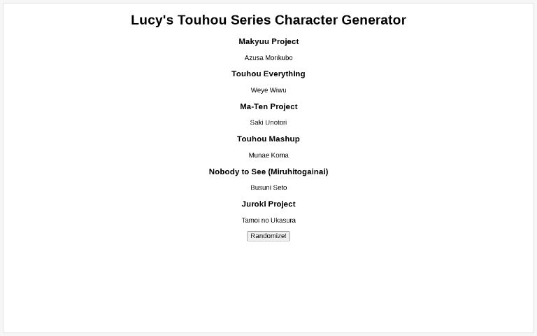 Lucy's Touhou Series Character Generator