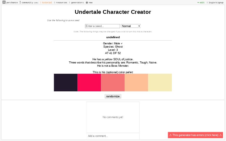 Undertale Character Creator ― Perchance Generator