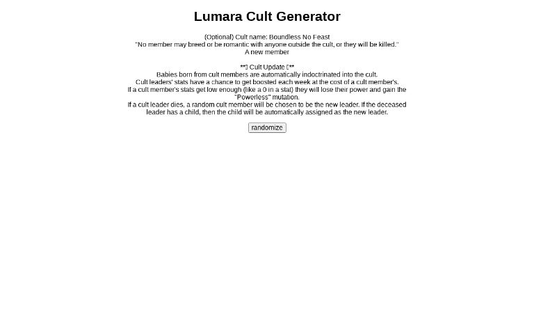 Lumara Cult Generator