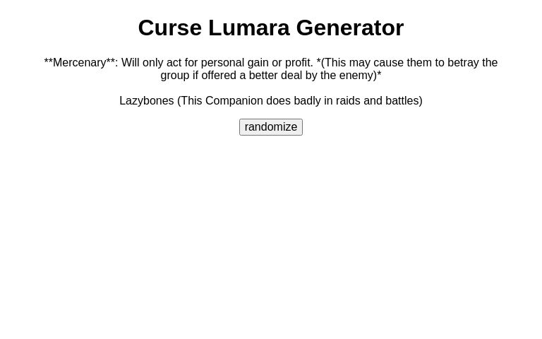 Curse Lumara Generator