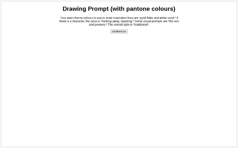 Drawing Prompt (with pantone colours) ― Perchance Generator