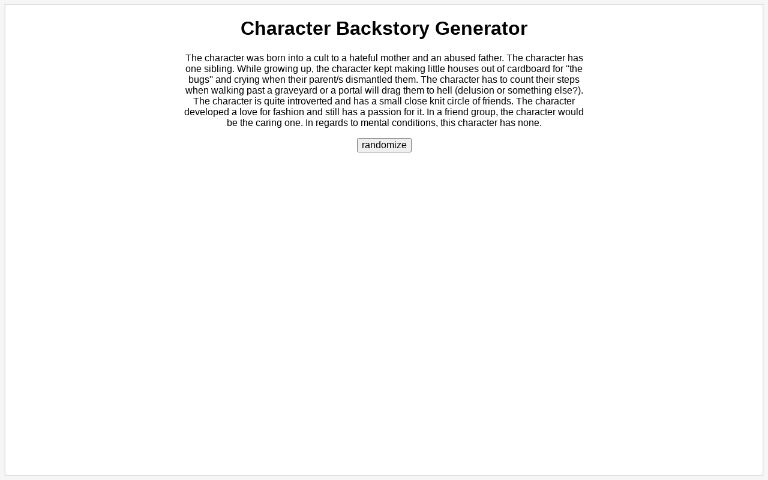 Character Backstory Generator