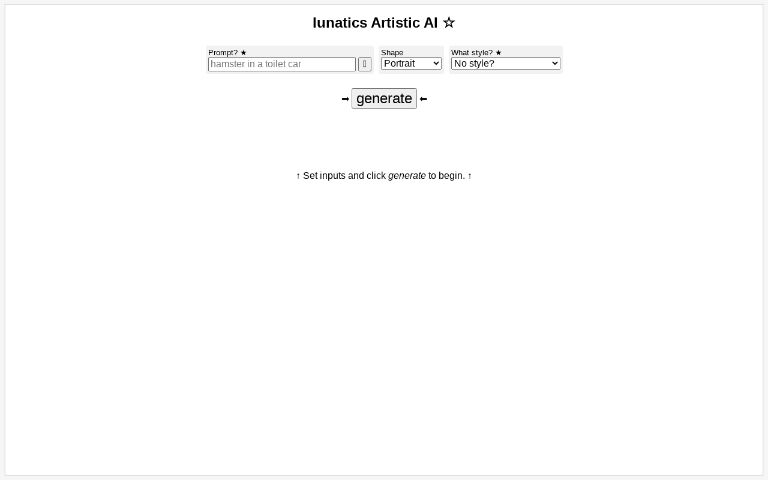 lunatics Artistic AI ☆ ― Perchance Generator