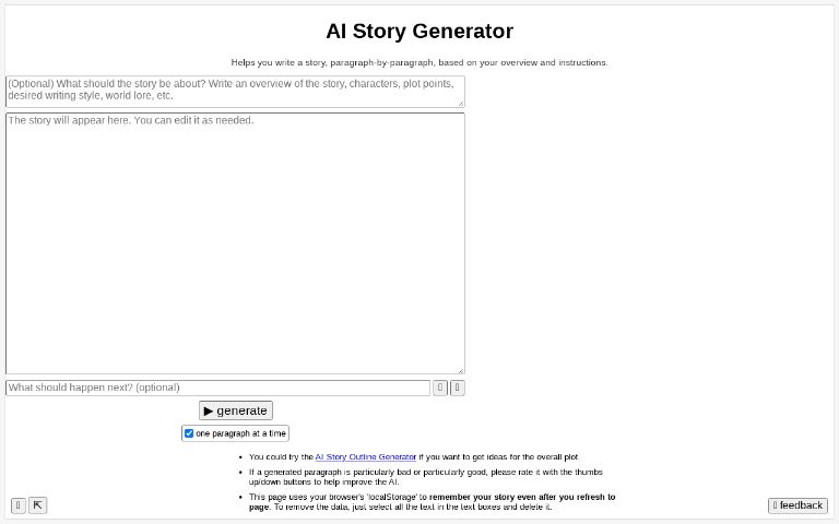 AI Story Generator (free, unlimited, no sign-up)