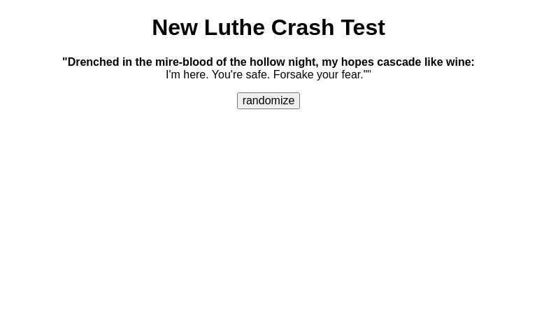 New Luthe Crash Test ― Perchance Generator