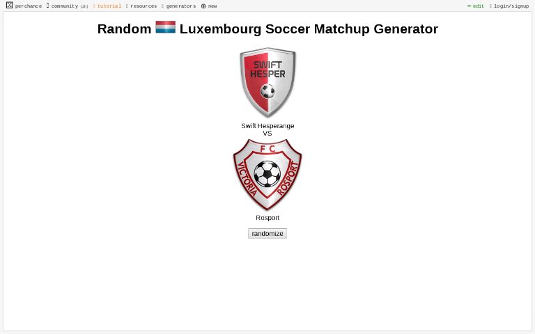 Random Luxembourg Soccer Matchup Generator