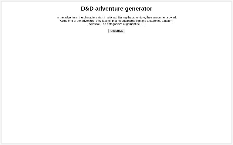 D&D adventure generator
