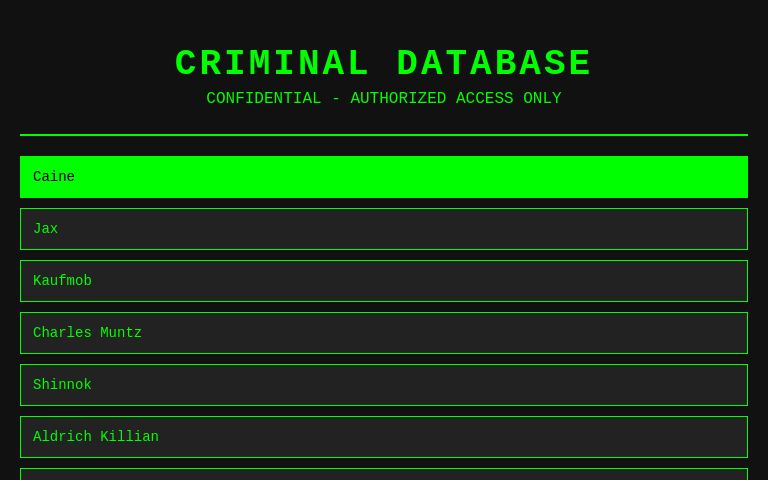 CRIMINAL DATABASE ― Perchance Generator