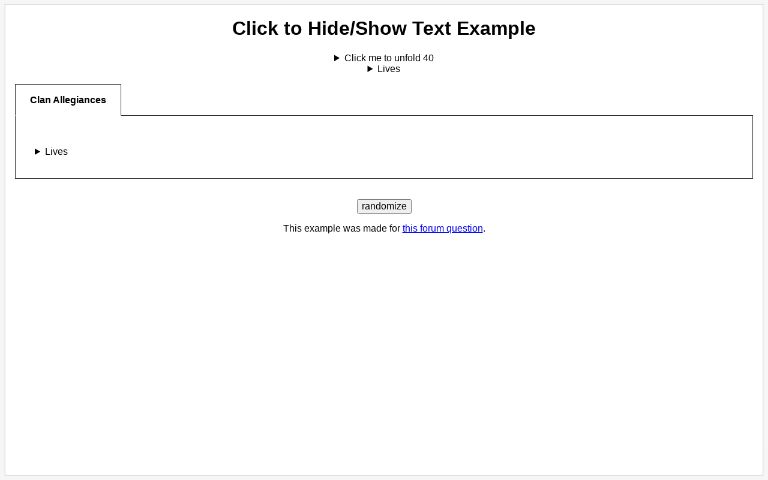 Click to Hide/Show Text Example ― Perchance Generator