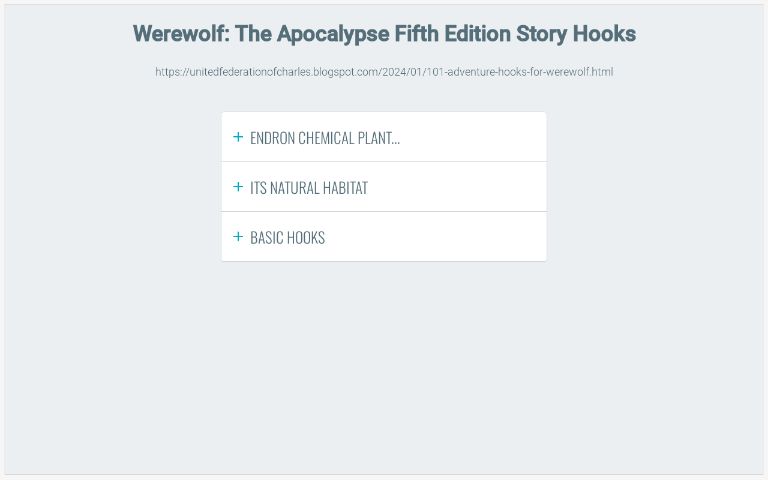 Werewolf: The Apocalypse Fifth Edition Story Hooks ― Perchance Generator
