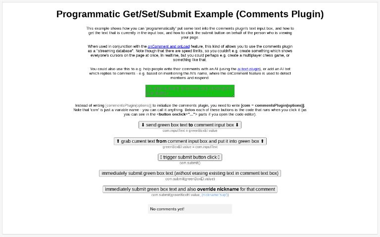 Programmatic Get/Set/Submit Example (Comments Plugin)